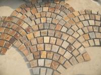 China Natural Rusty Slate Fan Flagstone 2cm 3cm Patio Pavers Outdoor Walkway Stone for sale