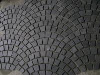 China Black Slate Fan Flagstone Pavers 2cm 3cm Thick Meshed Patio Walkway Stones for sale