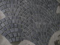 China Black Slate Fan Flagstone Pavers 2cm 3cm Thick Meshed Patio Walkway Stones for sale