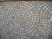 China Natural Yellow Quartzite Meshed Flagstone 2cm 3cm Patio Walkway Pavers Oyster Split Face for sale
