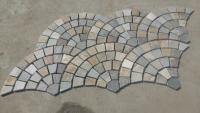 China Natural Yellow Quartzite Meshed Flagstone 2cm 3cm Patio Walkway Pavers Oyster Split Face for sale