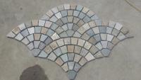 China Natural Yellow Quartzite Meshed Flagstone 2cm 3cm Patio Walkway Pavers Oyster Split Face for sale