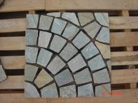 China Oyster Split Face Slate Flagstone Meshed Fan Pattern Patio Stone 2cm for sale