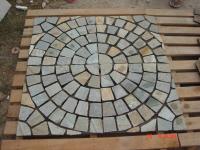 China Oyster Split Face Slate Flagstone Meshed Fan Pattern Patio Stone 2cm for sale