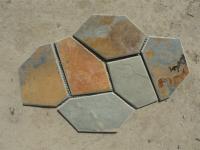 China Rusty Split Face Slate Flagstone Multicolor Slate Meshed Flagstone Natural Slate Flagstone Pavers for sale