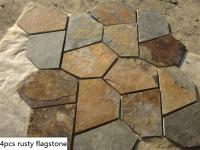 China China Rusty Split Face Slate Flagstone Natural Stone Pavers 1.2-1.5cm Thick Exterior Wall for sale