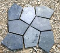 China Black Split Face Slate Flagstone Natural Slate Meshed Flagstone Walkway Exterior Flooring 1.2-1.5cm for sale