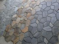 China Black Split Face Slate Flagstone Natural Slate Meshed Flagstone Walkway Exterior Flooring 1.2-1.5cm for sale