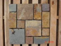 China China Multicolor Slate Meshed Flagstone 506x506mm Natural Riven Paving Stone for Patios for sale