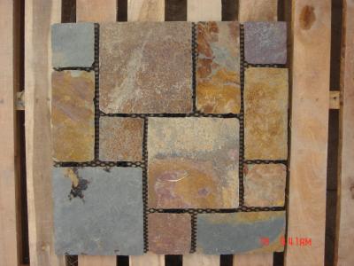 China China Multicolor Slate Meshed Flagstone 506x506mm Natural Riven Paving Stone for Patios for sale