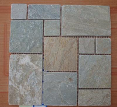 China Oyster Split Face Slate Flagstone 305x305mm Natural Quartzite Paving Stone for Patio Wall Cladding for sale