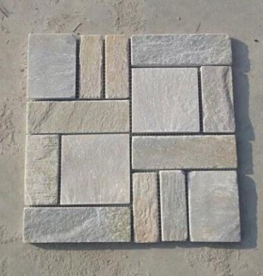 China Natural Quartzite Oyster Flagstone Mosaic Paver 305x305mm 610x610mm Patio Walkway Stone for sale