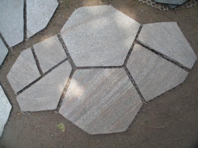 China Pink Flamed Quartzite Flagstone Patio Pavers 1.2-1.5cm Natural Quartzite Meshed Flagstone for sale