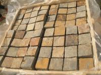 China Rusty Slate Flagstone Patio Pavers Natural Riven Stone 400x400mm Meshed for sale