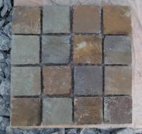 China Rusty Split Face Slate Flagstone Driveway Natural Paving Stone 400x400x30mm for sale