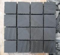 China Black Riven Slate Flagstone Patio Stone 400x400mm Natural Charcoal Paving for Driveway for sale