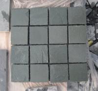 China Green Slate Flagstone Patio Natural Meshed Walkway Paving Stone Mat 400x400x30mm for sale