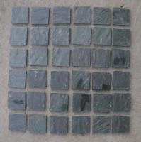 China Green Slate Flagstone Patio Natural Meshed Walkway Paving Stone Mat 400x400x30mm for sale