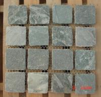 China Green Slate Flagstone Patio Natural Meshed Walkway Paving Stone Mat 400x400x30mm for sale