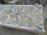 China Natural Rusty Slate Fan Flagstone 2cm 3cm Patio Pavers Outdoor Walkway Stone for sale