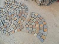 China Natural Rusty Slate Fan Flagstone 2cm 3cm Patio Pavers Outdoor Walkway Stone for sale