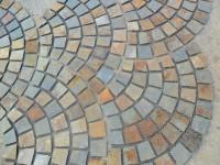 China Natural Rusty Slate Fan Flagstone 2cm 3cm Patio Pavers Outdoor Walkway Stone for sale