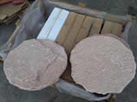 China Pink Sandstone Round Stepping Stone 40x40cm Natural Garden Paving Stone for Landscaping for sale