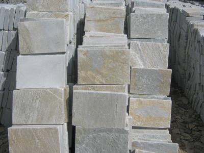 China Natural Yellow Oyster Slate Quartzite Paving Stone 60x60cm Tumbled Patio Pavers for sale