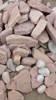 China Natural Pink Sandstone Tumbled Stone Decorative Wall Floor Stone 5-10cm for sale