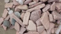 China Natural Pink Sandstone Tumbled Stone Decorative Wall Floor Stone 5-10cm for sale