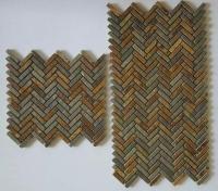 China Rust Slate Mosaic Tile Natural Stone Wall Mosaic 305x305mm Floor Slate Parquet for sale