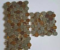 China Rust Slate Mosaic Tile Natural Stone Wall Mosaic 305x305mm Floor Slate Parquet for sale