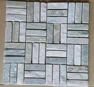 China Yellow Quartzite Mosaic Tile 2.5x8cm Natural Stone Wall Floor Mosaic Parquet for sale