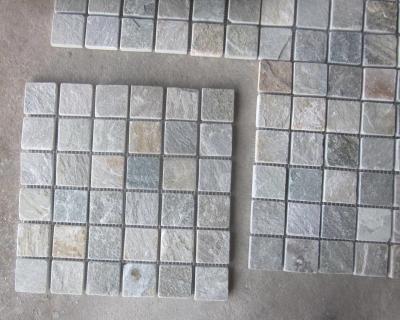 China Natural Yellow Quartzite Stone Mosaic Tile 305x305mm Wall Floor Decorative Parquet for sale