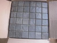 China Black Slate Mosaic Wall Tile Natural Stone Mosaic 305x305mm Carbon Black Floor Parquet for sale
