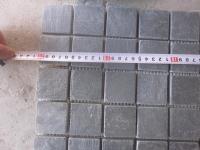 China Black Slate Mosaic Wall Tile Natural Stone Mosaic 305x305mm Carbon Black Floor Parquet for sale