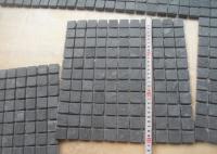 China Black Slate Mosaic Tile 305x305mm Natural Stone Wall Floor Mosaic Carbon Black Parquet for sale