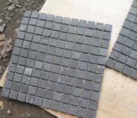China Black Slate Mosaic Tile 305x305mm Natural Stone Wall Floor Mosaic Carbon Black Parquet for sale