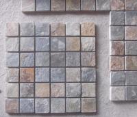 China Natural Rust Slate Mosaic Tile 305x305mm Wall Floor Decorative Stone Parquet for sale