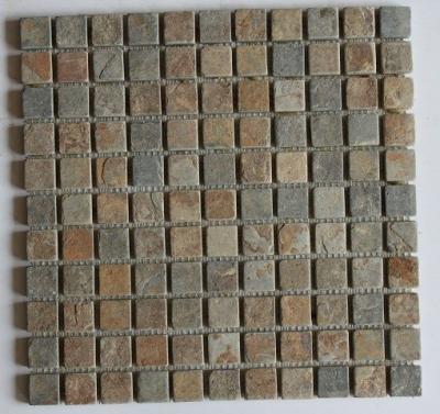 China Rusty Slate Stone Mosaic 305x305mm Natural Wall Tile for Interior Exterior Decor for sale