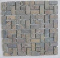 China Natural Slate Stone Mosaic Tile 305x305mm Rusty Multicolor Wall Floor Tile for sale