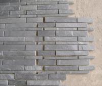 China Black Slate Mosaic Wall and Floor Tiles 305x305mm Natural Stone Mosaic Pattern for Interior Exterior for sale