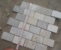 China Natural Stone Mosaic Wall Tile Oyster Slate Yellow Quartzite 305x305mm Sheet for sale