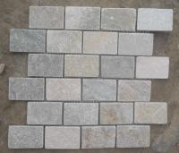 China Natural Stone Mosaic Wall Tile Oyster Slate Yellow Quartzite 305x305mm Sheet for sale