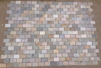 China Natural Stone Mosaic Wall Tile Oyster Slate Yellow Quartzite 305x305mm Sheet for sale
