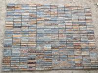 China Natural Stone Rusty Slate Mosaic Wall Tile 305x305mm Multicolor Slate Floor Tile for sale