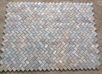 China Natural Stone Mosaic Tile Yellow Quartzite 5x3cm Pieces 305x305mm Sheet Wall Floor for sale