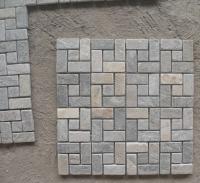 China Natural Stone Oyster Mosaic Wall Tile Yellow Quartzite 305x305mm Sheet for Interior Exterior Decoration for sale