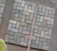 China Natural Stone Oyster Mosaic Wall Tile Yellow Quartzite 305x305mm Sheet for Interior Exterior Decoration for sale