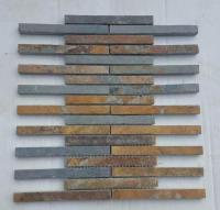 China Rusty Slate Stone Mosaic Tile 305x305mm Natural Multicolor Slate Wall Tile for Interior Decor for sale